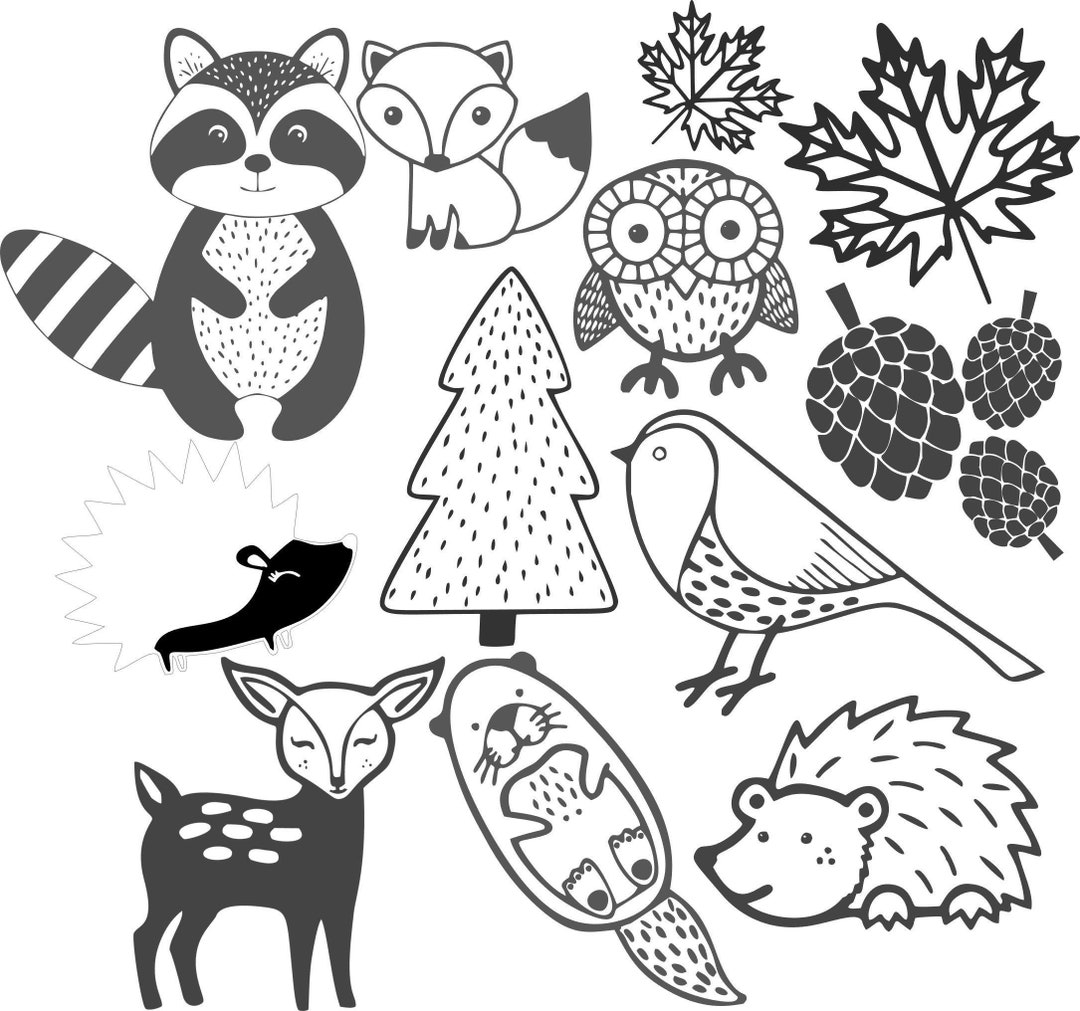 Woodland Creature Fall Animal and Plant SVG Digital Bundle - Etsy