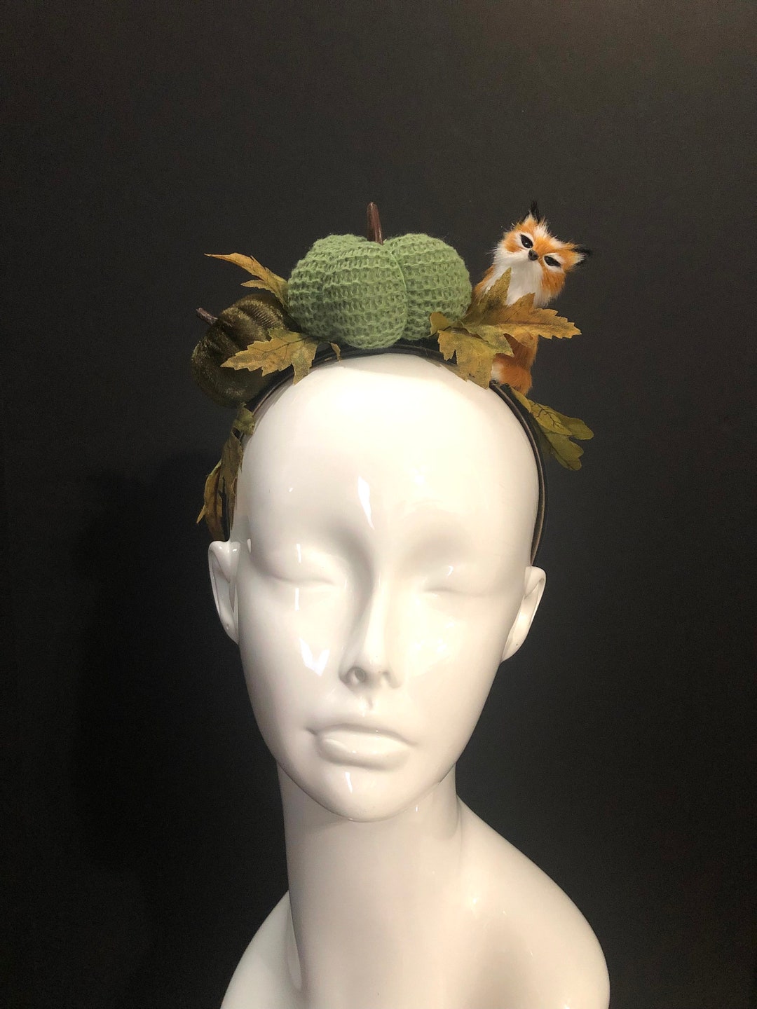 Fox Headpiece With Green Pumpkins - Etsy