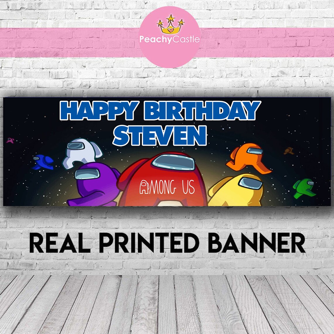 Personalized AMONG US Happy Birthday Banner | Etsy
