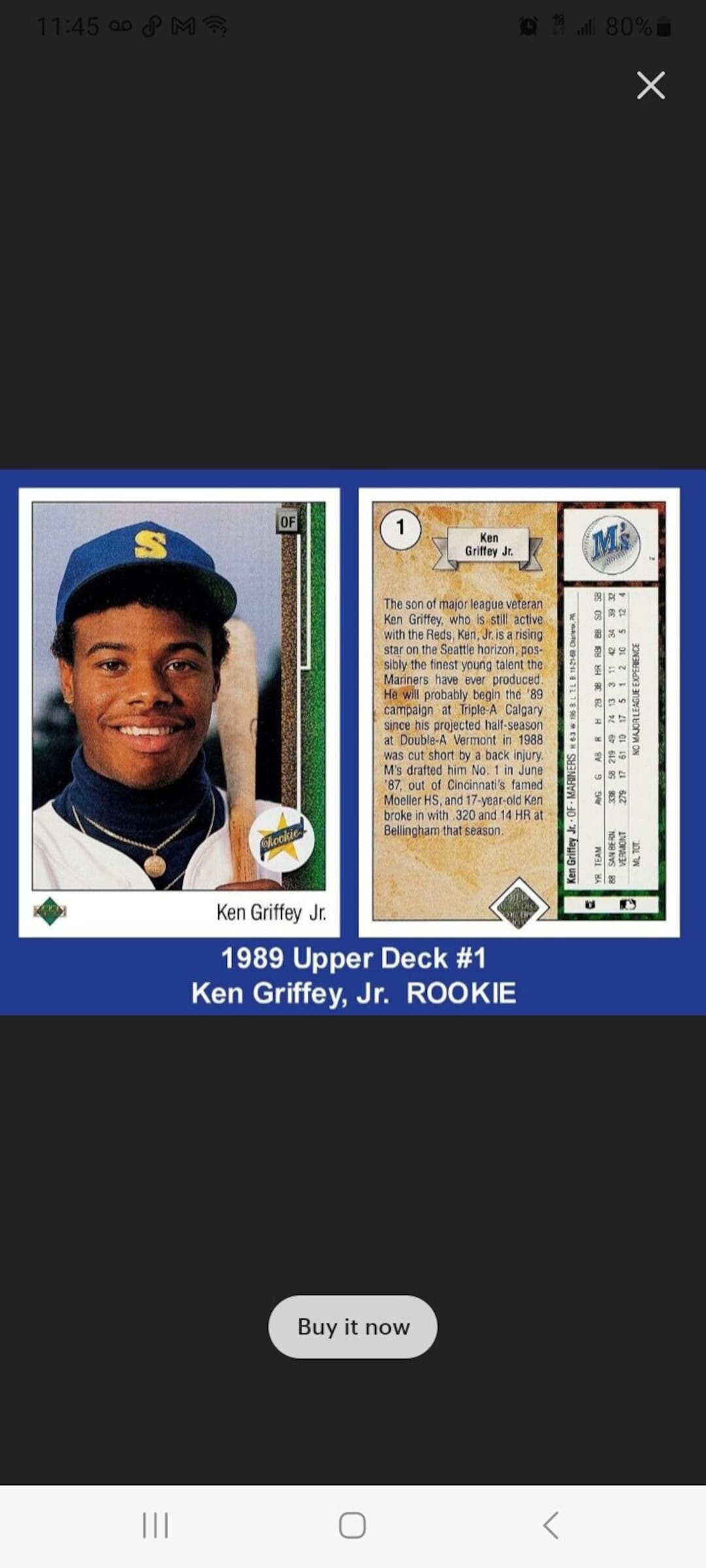 1989 Ken Griffey Jr Upper Deck Rookie Card 1. Reprint Mint Condition - Etsy