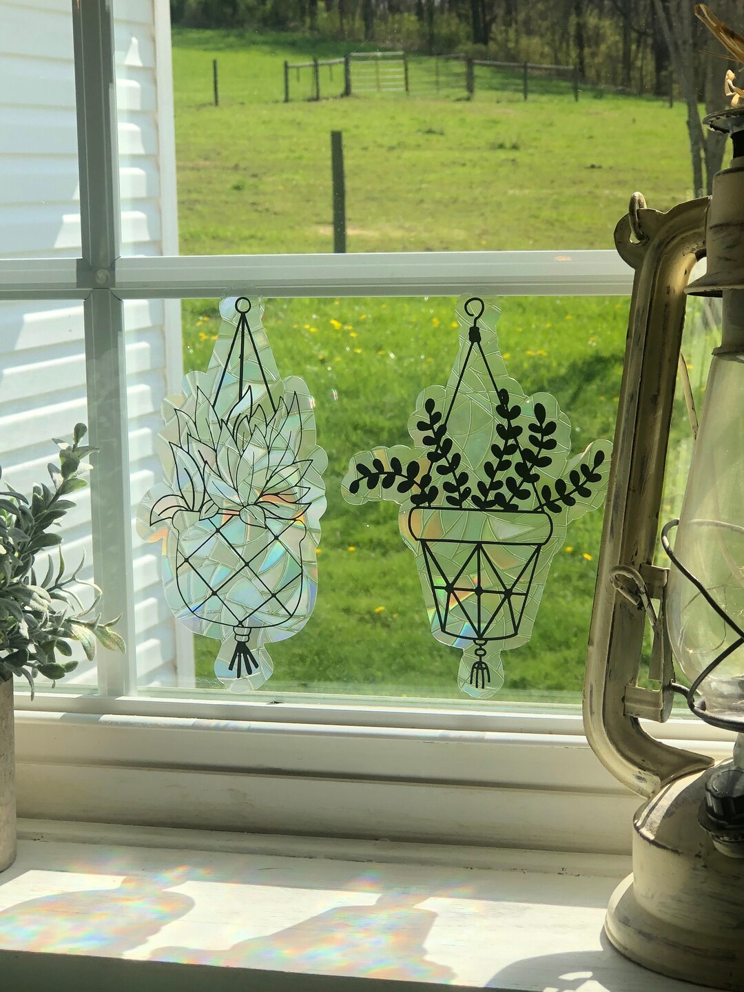 Hanging Plant Window Suncatcher Cling Rainbow Cling Plant Mama Cling - Etsy