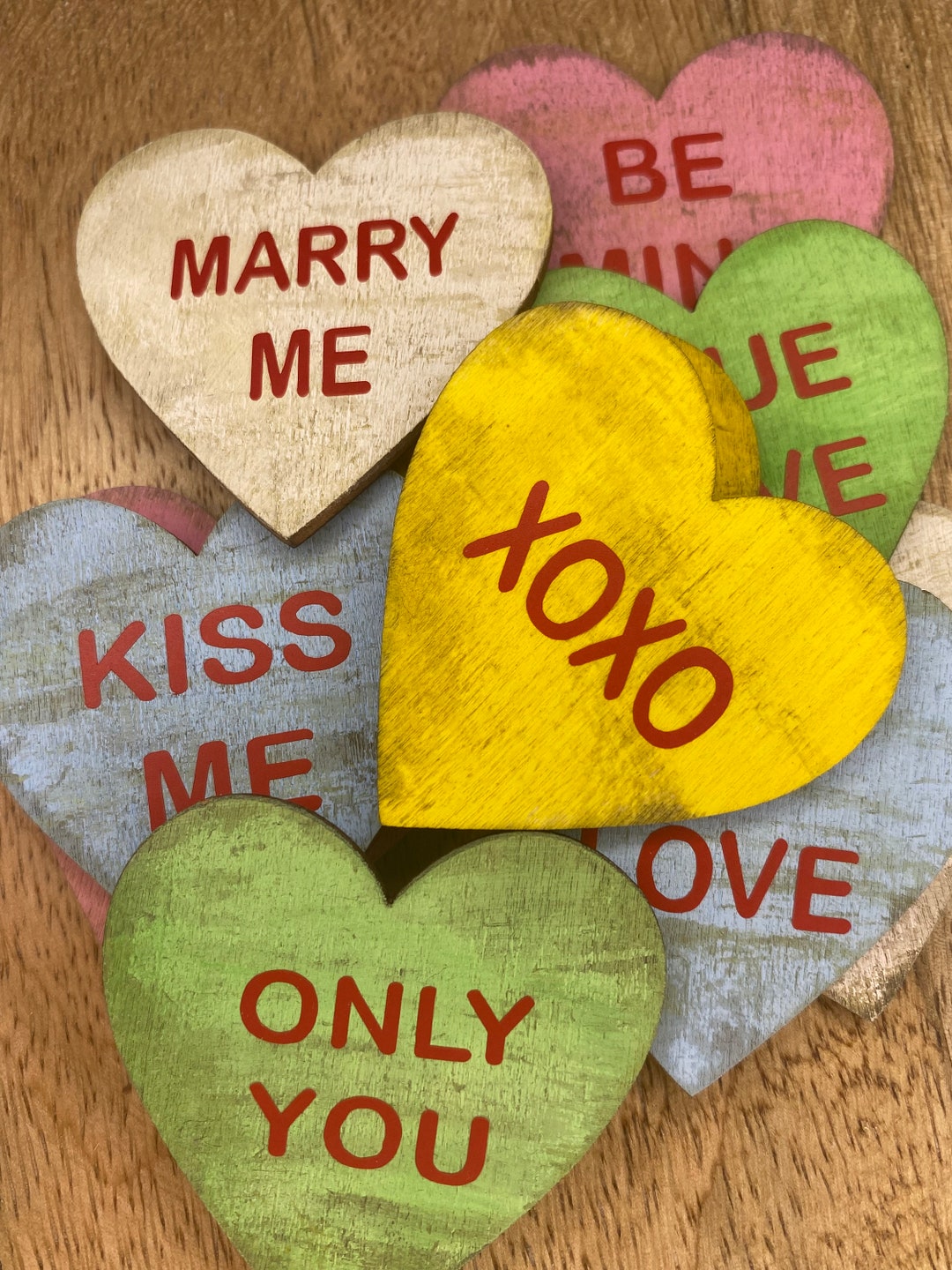 Primitive Valentines Conversation Heart Bowl Filler, Distressed ...