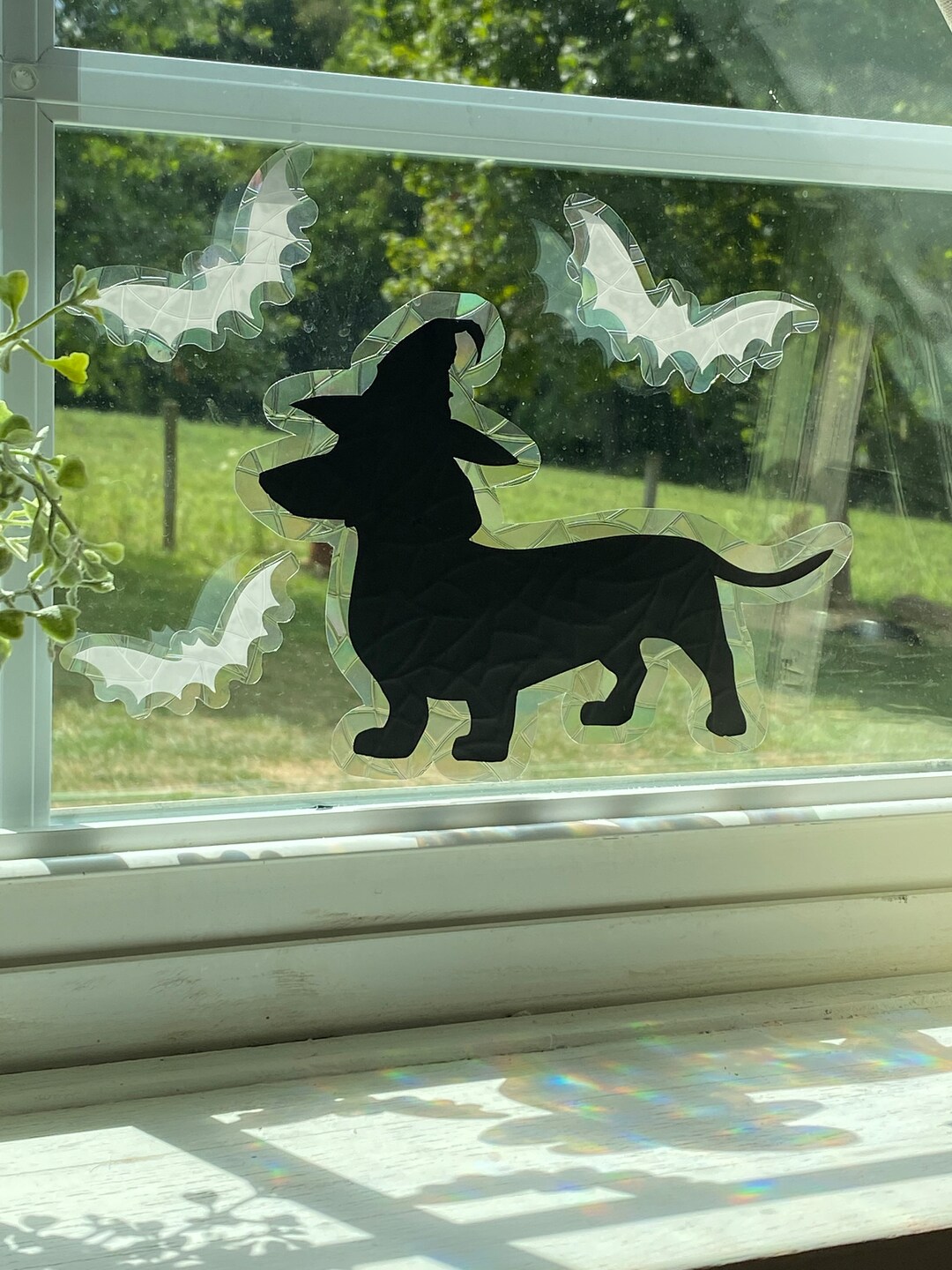 Halloween Dachshund Witch Window Clings, Halloween Decor,dachshund ...