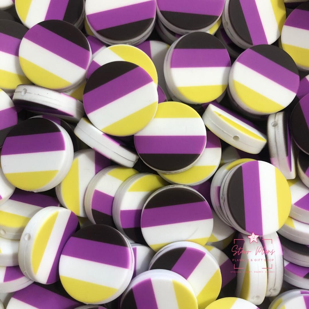 Non Binary Pride Flag Silicone Focal Bead: Beadable Pen Keychain Charm ...