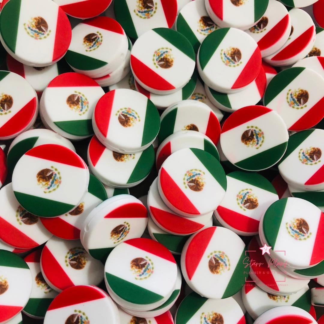 Mexican Flag Silicone Focal Bead - Mexico Bandera Unique Print for ...