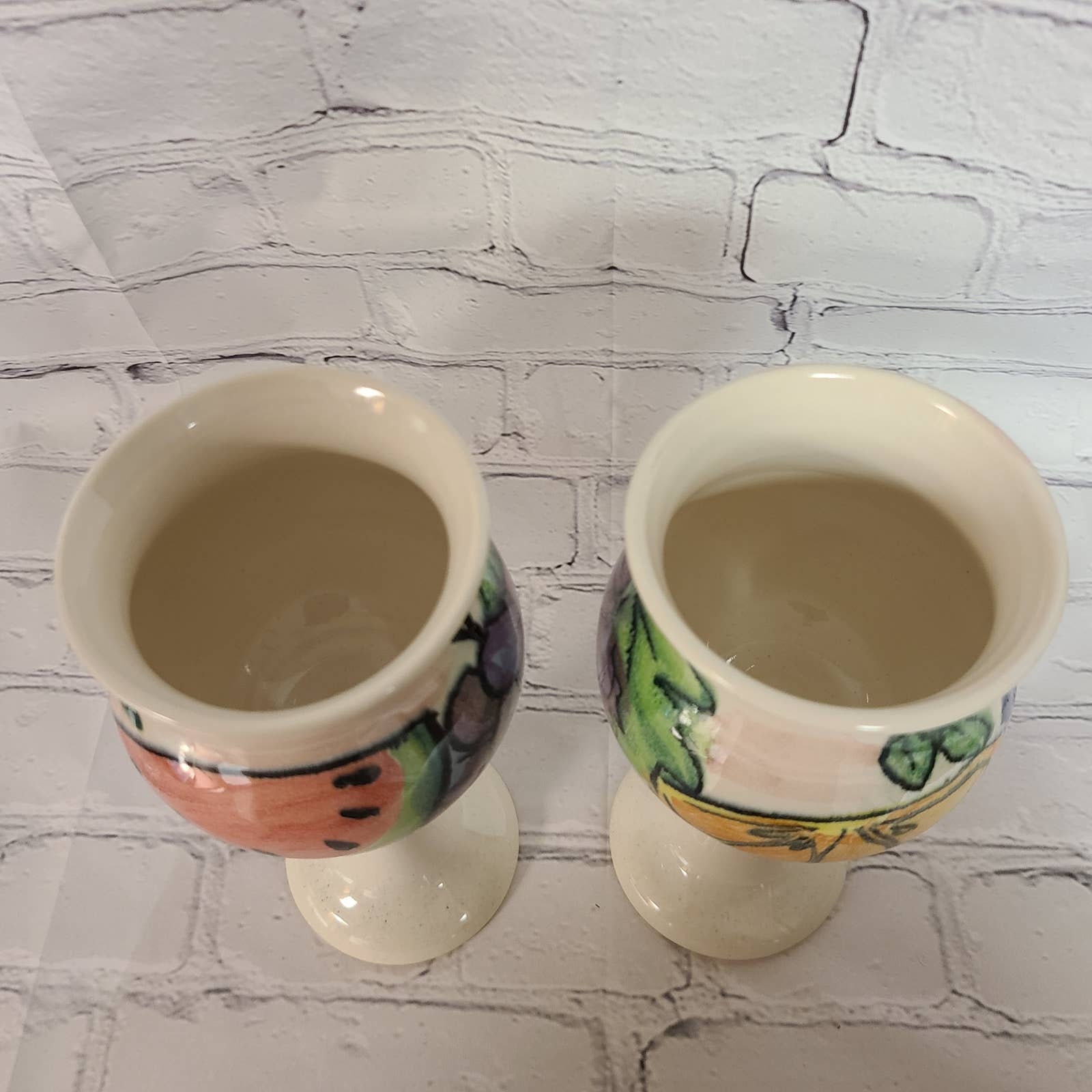 MONICATS Canada 2000 Pottery Globlets/Wine Glasses Entertaining Table ...
