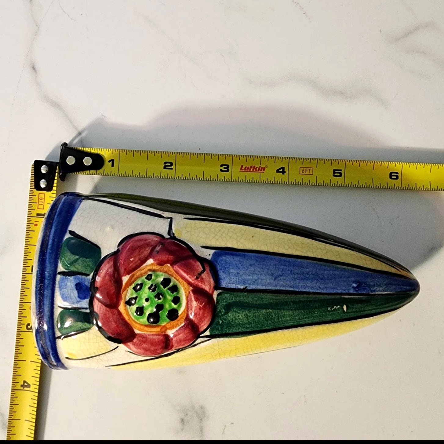 Vintage 1930s Ceramic Wall Pocket Floral With Stripes - Etsy