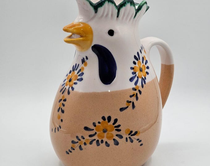 Hand Painted Italian Rooster Pitcher Jug - Vintage Ceramic by Pizzato ...