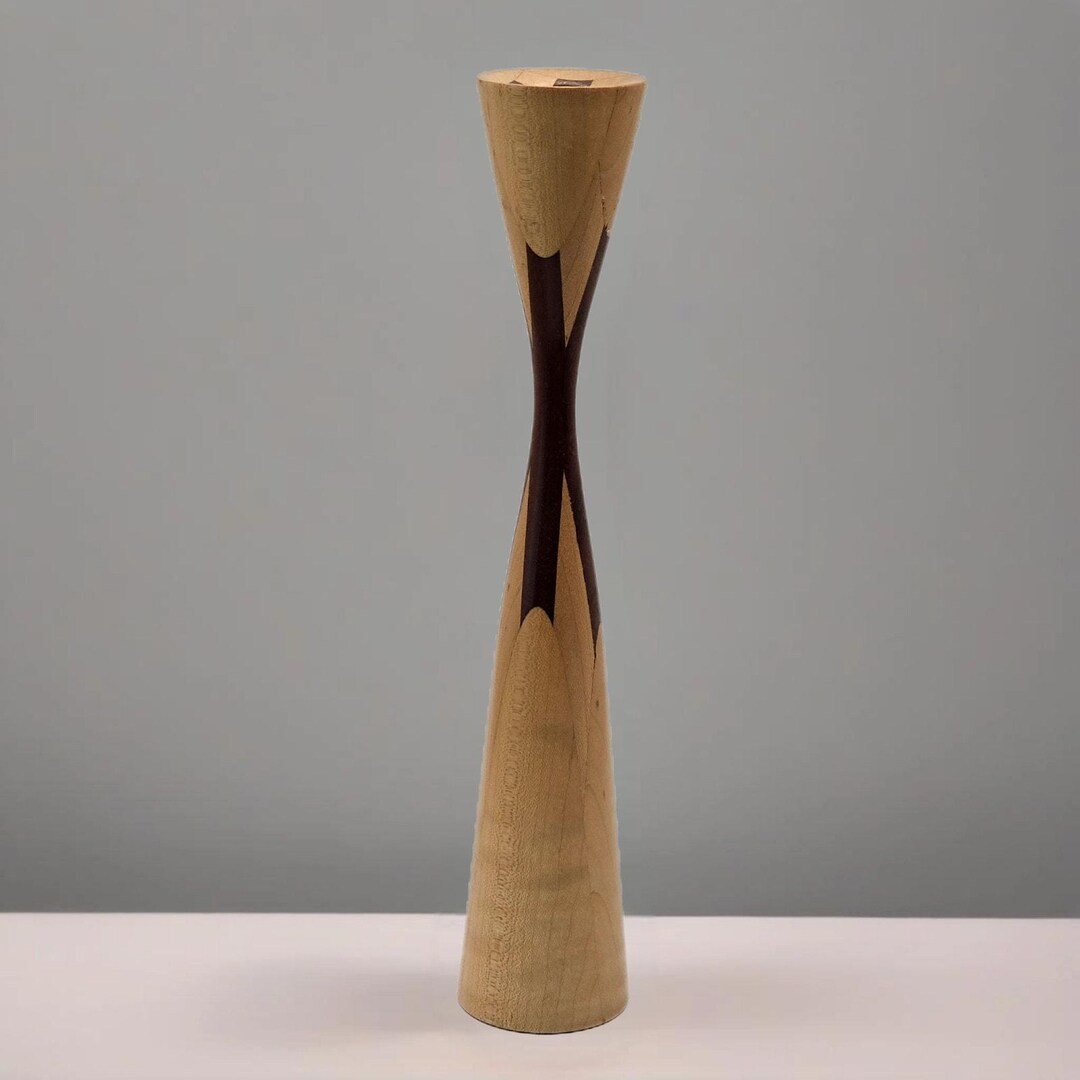 Vintage Mid-century Modern Maple & Purpleheart Solid Wood Candlestick ...