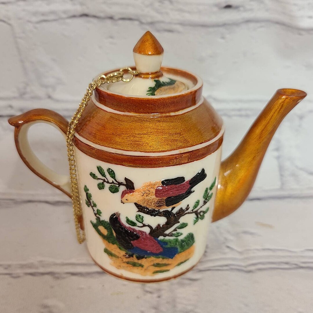 Vintage NINI Hand-painted Miniature Resin Redbirds Teapot Teapot ...