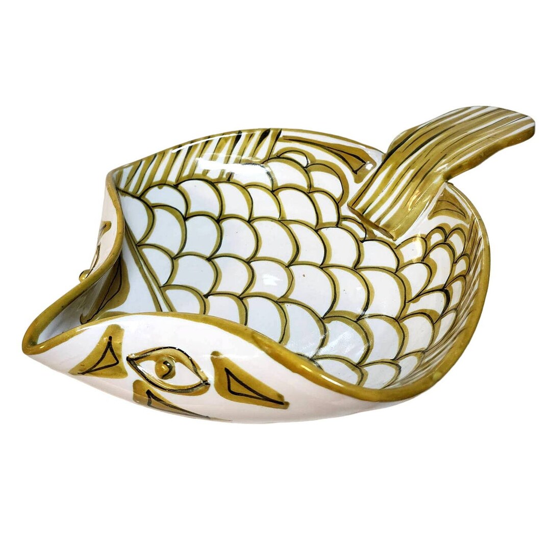 Vintage Italian Handcrafted Ceramic Stingray Fruit Bowl-artisan Pottery ...