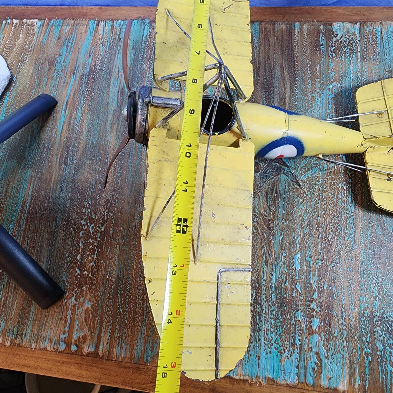 Vintage Metal Yellow Toy Airplane Model With Propeller Bullseye Marks ...