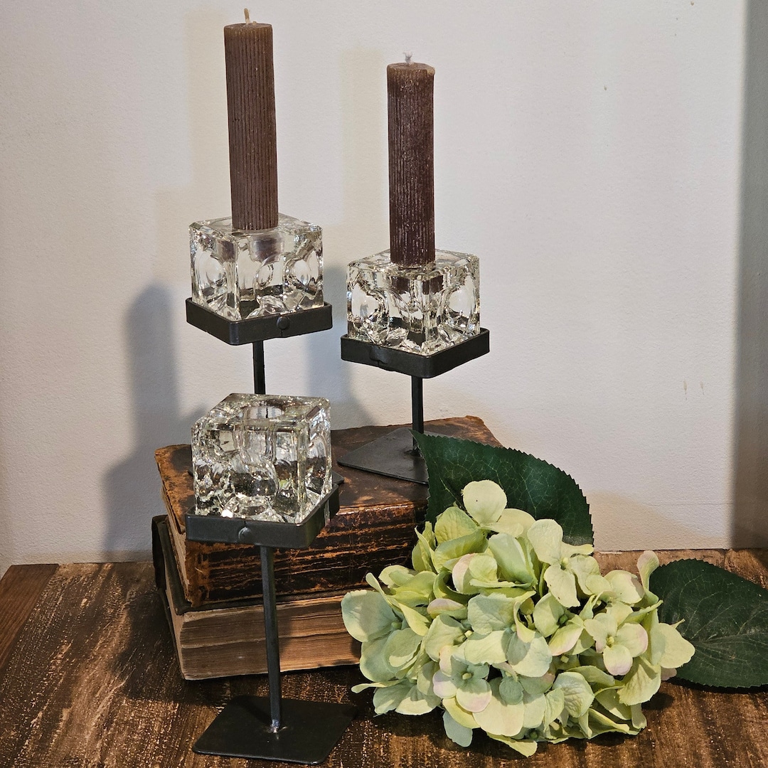 Ice Cubes in Glass Candlestick Holders - MCM Vintage Peill and Putzler ...