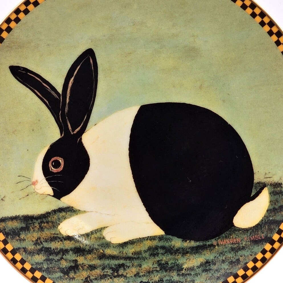 VTG 90s Warren Kimble Barnyard Animals Decorative Plate Black and White ...