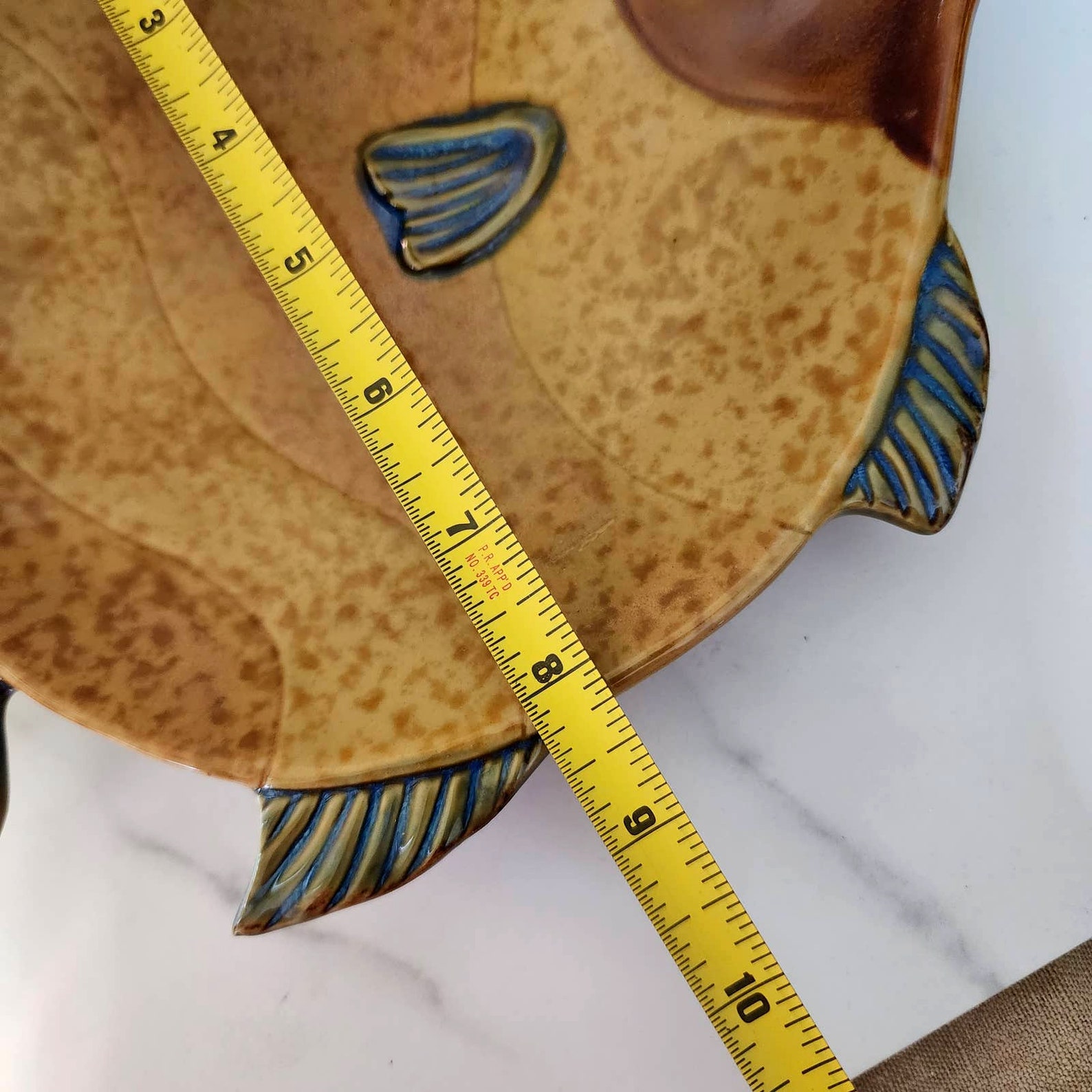 Vintage Ceramic Fish Wall Hanging Brown & Tan Round Pottery Fish Beach ...