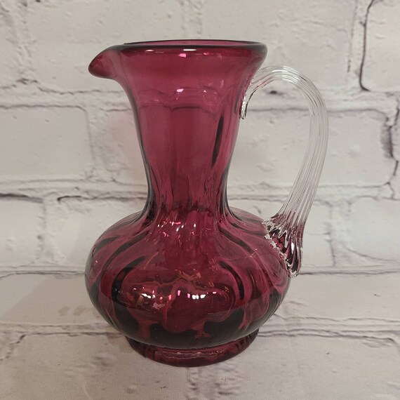 Pilgrim Glass Mini Cranberry Glass Pitcher - Etsy