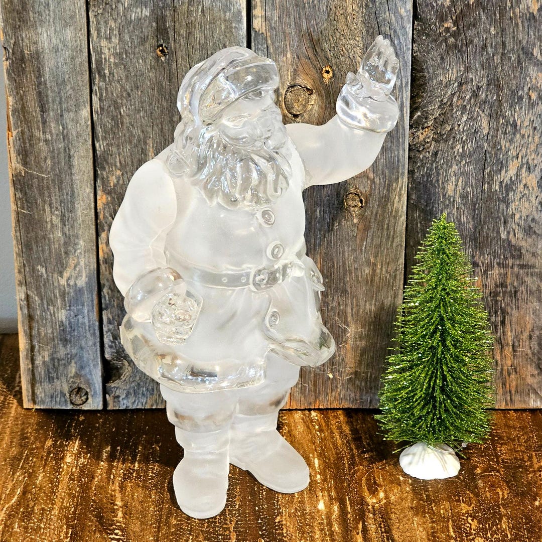Vintage Old World Clear Acrylic Santa Ice Sculpture Figurine 10 ...