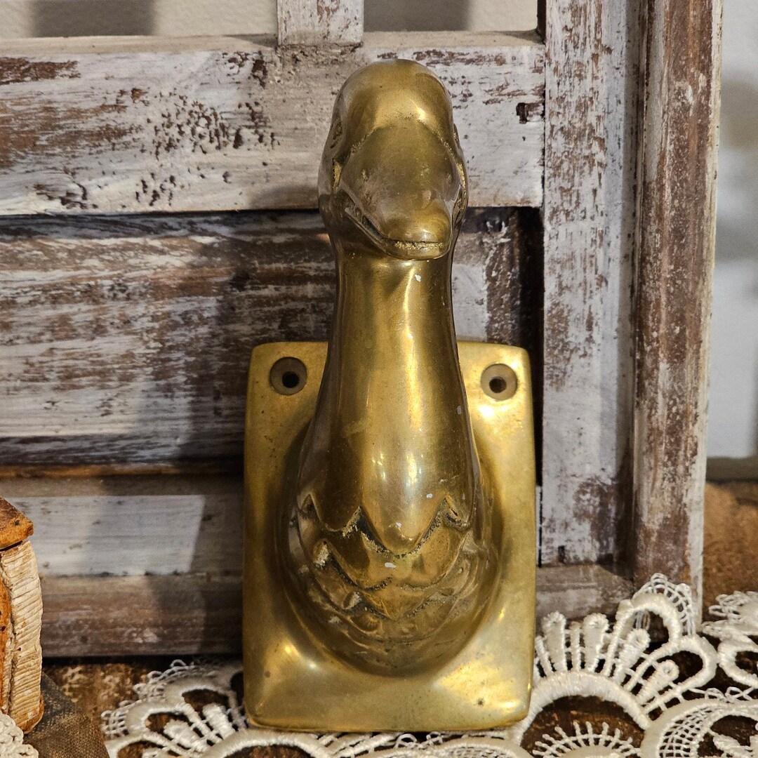 Vintage Solid Brass Duck Hanger Duck Wall Hanger duck Head Hook Hat ...