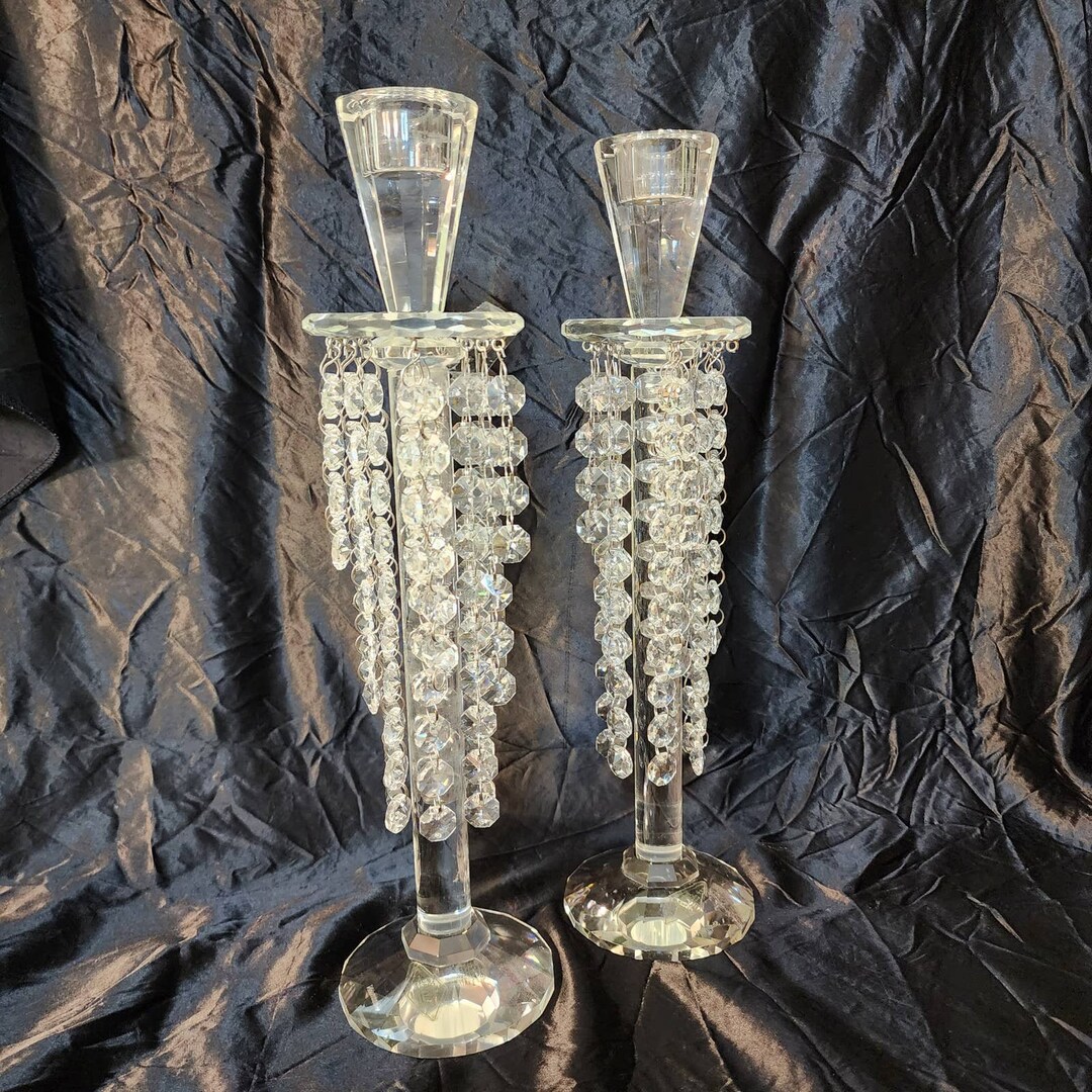 Barcelona Collection Set/2 Shannon Lead Crystal Candlestick Holders ...