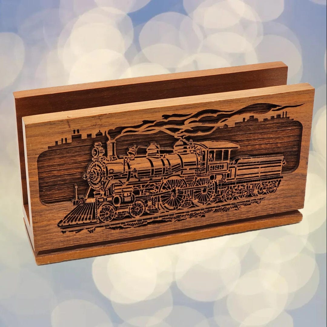 Lasercraft Wooden Train Locomotive Napkin Holder-mail Organizer ...