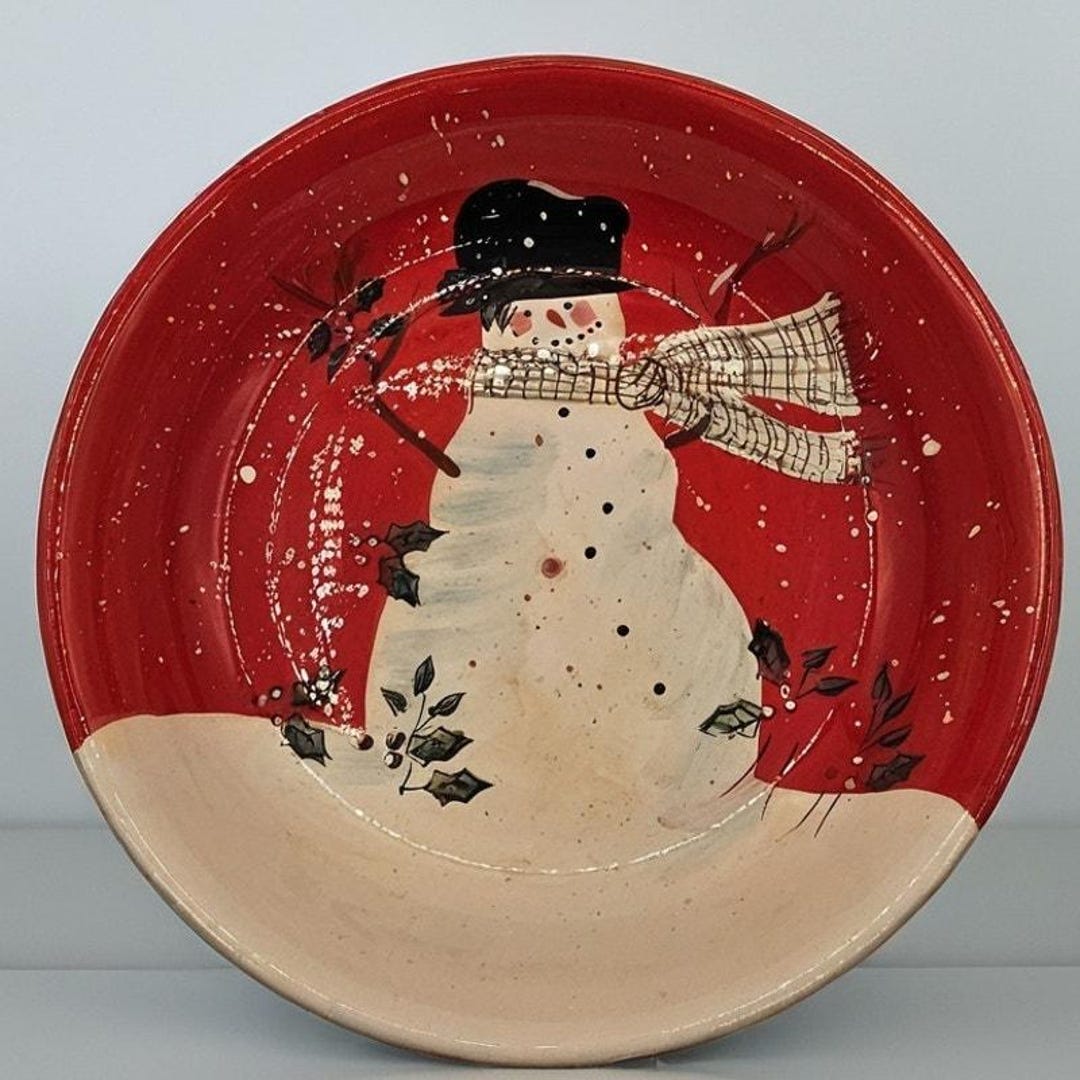 Susan Winget Snowman Pasta Bowl | Vintage Holiday Decor | Certified ...