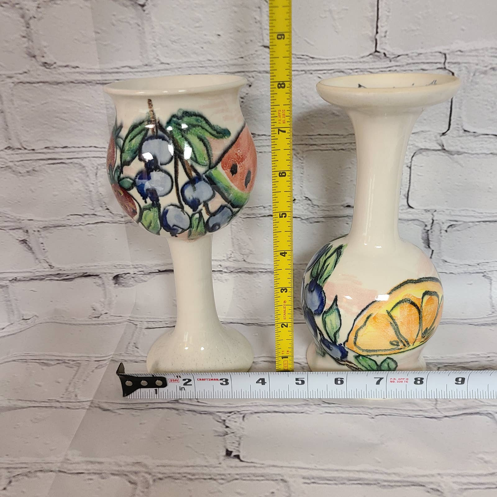 MONICATS Canada 2000 Pottery Globlets/Wine Glasses Entertaining Table ...