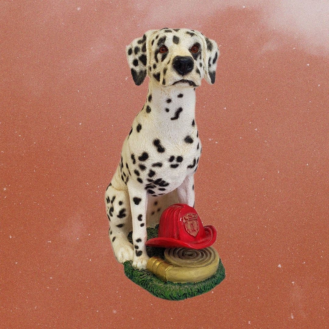 Rare Vintage Living Stone Fireman Dalmation Dog Figurine With Fire Hat ...