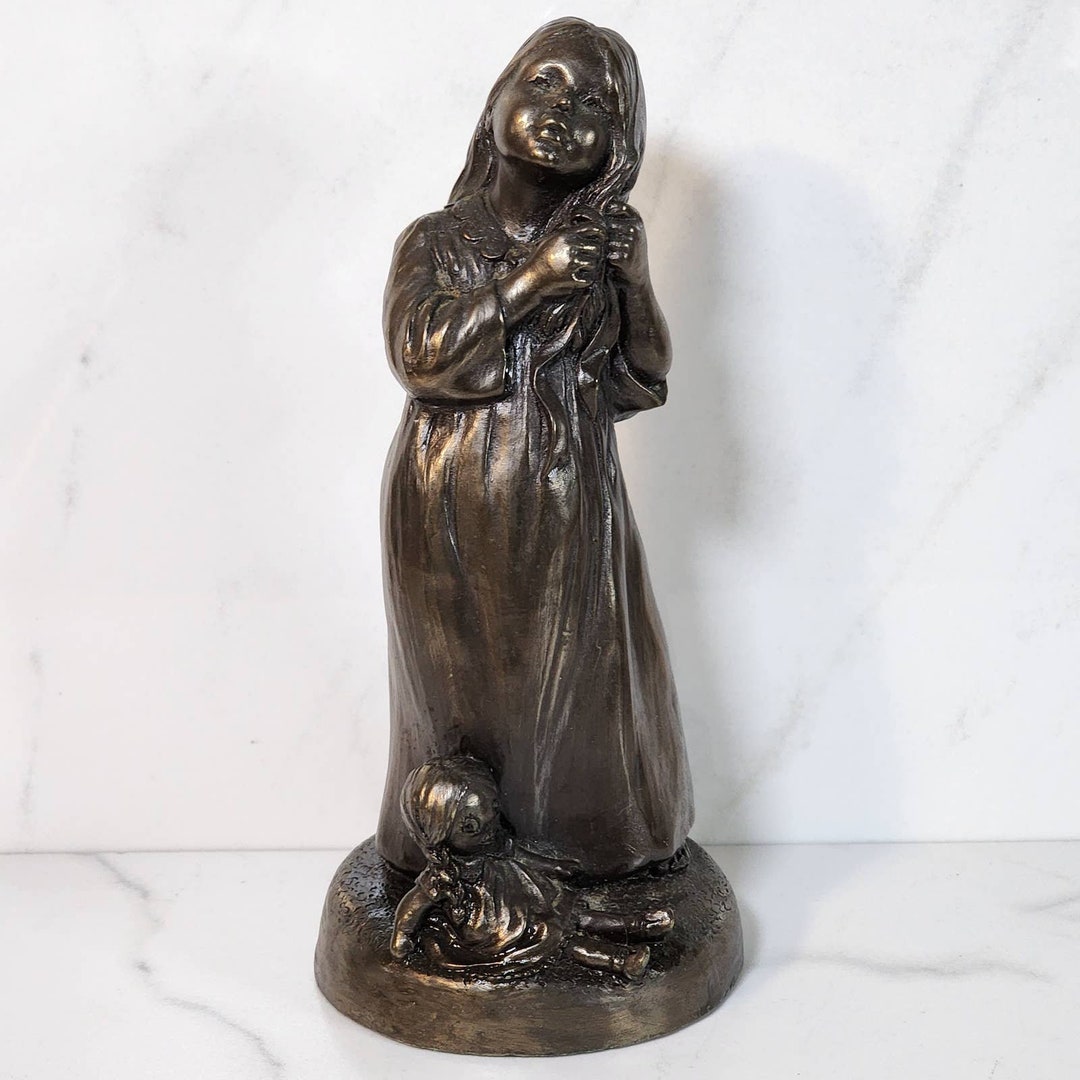 Vintage Cold Cast Bronze Figurine Menton Manor Range Girl and Doll ...