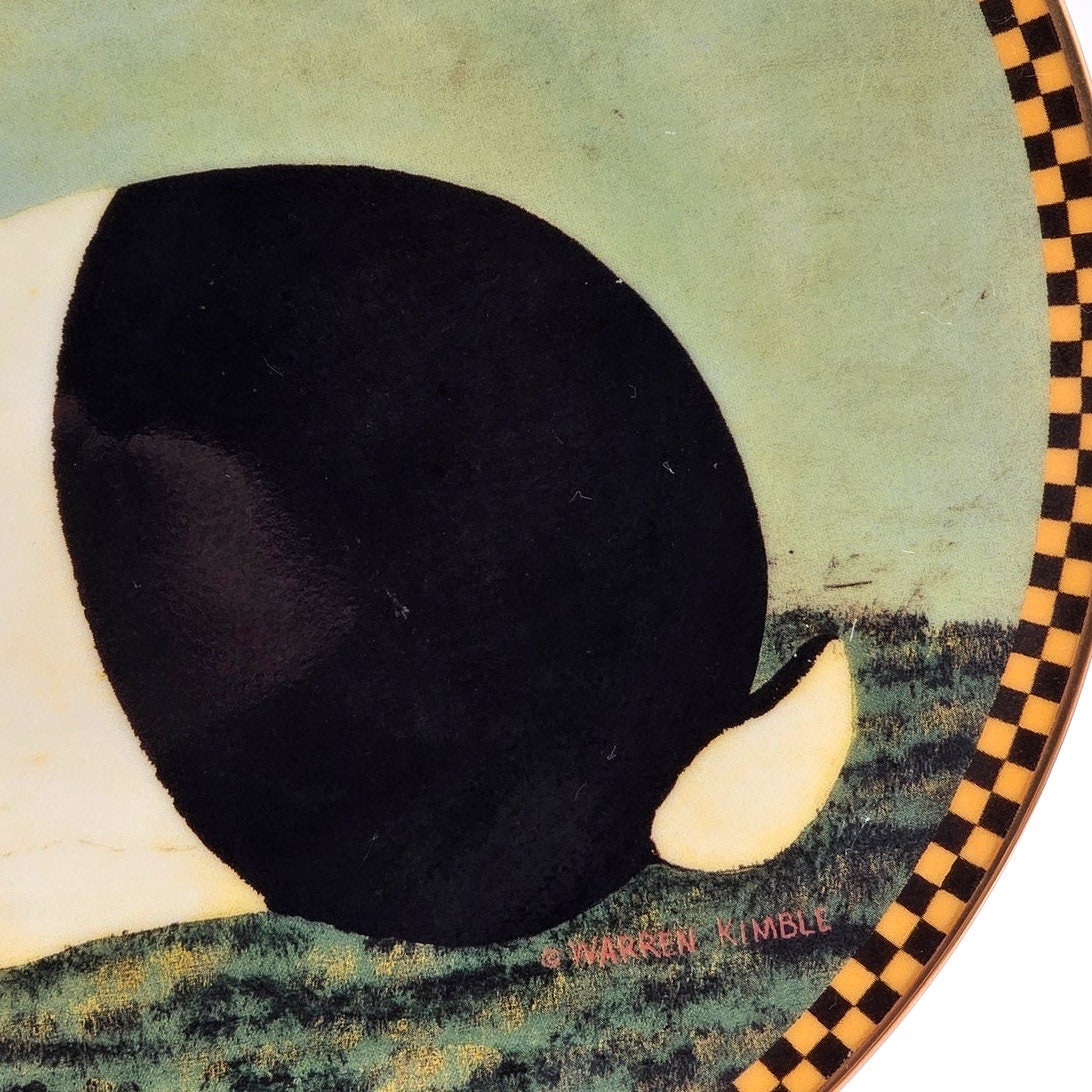 VTG 90s Warren Kimble Barnyard Animals Decorative Plate Black and White ...