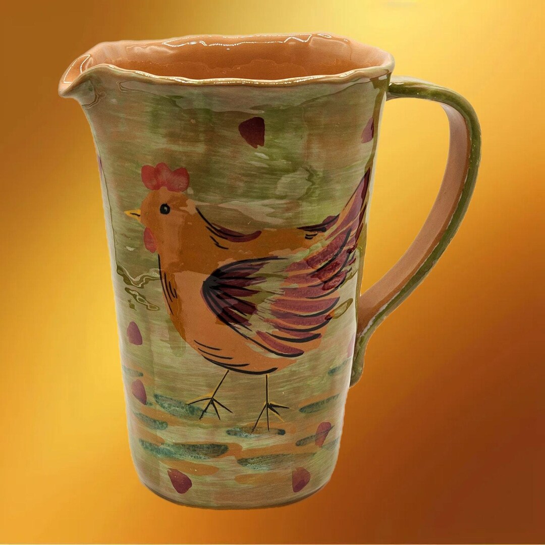 Vintage Italian Rooster Pitcher La Ceramica Hand Painted Pottery ...