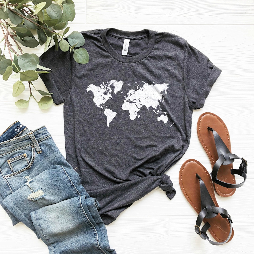 World Map Shirt, Travel Shirt, Traveler Gift, Travel Lover, Geography ...