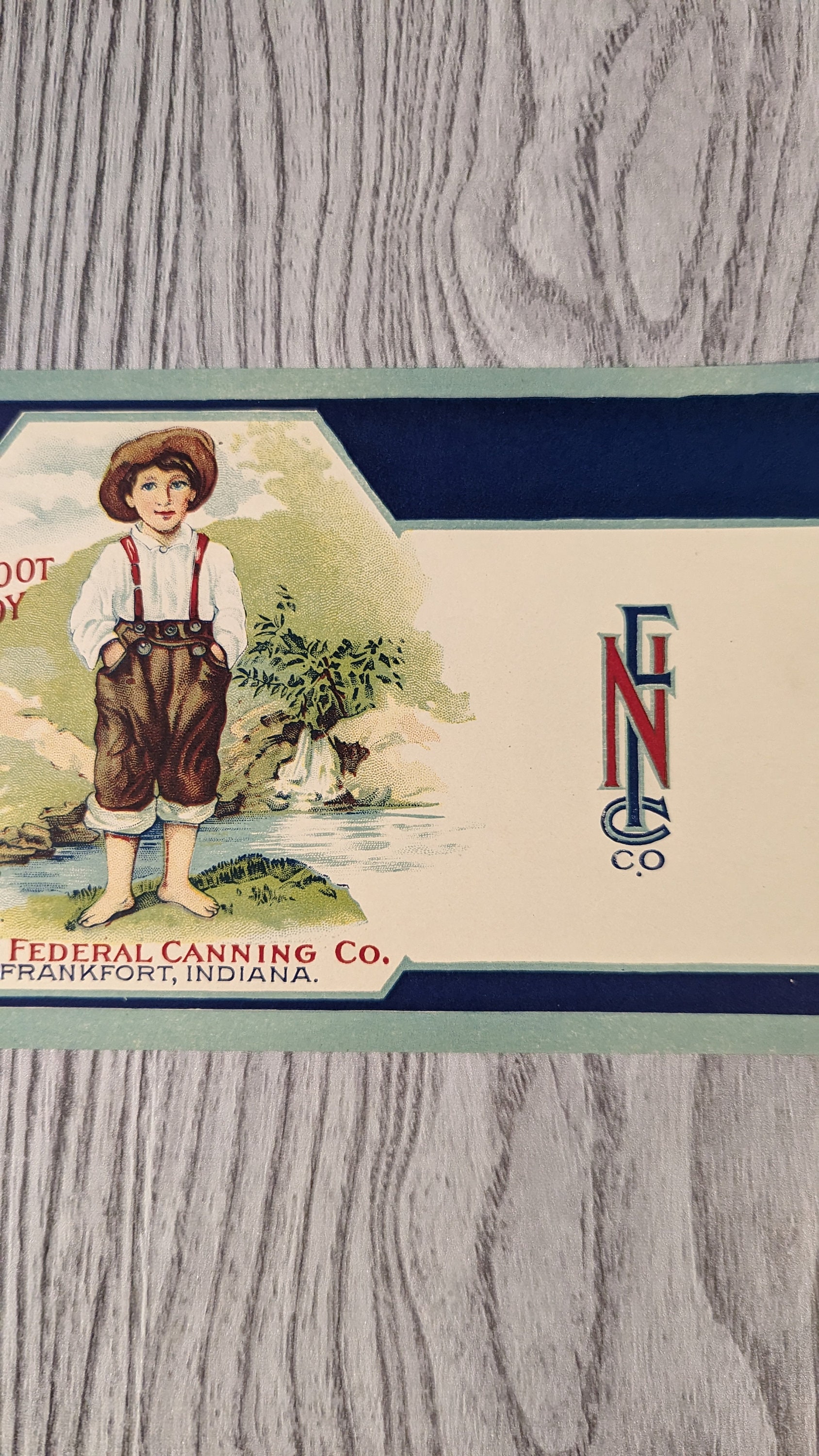 Bare Foot Boy, Tomato Can Label, NOS, New Federal Canning Co - Etsy