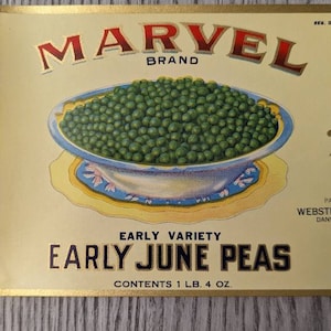 Marvel Early June Peas, Can Label, NOS - Etsy