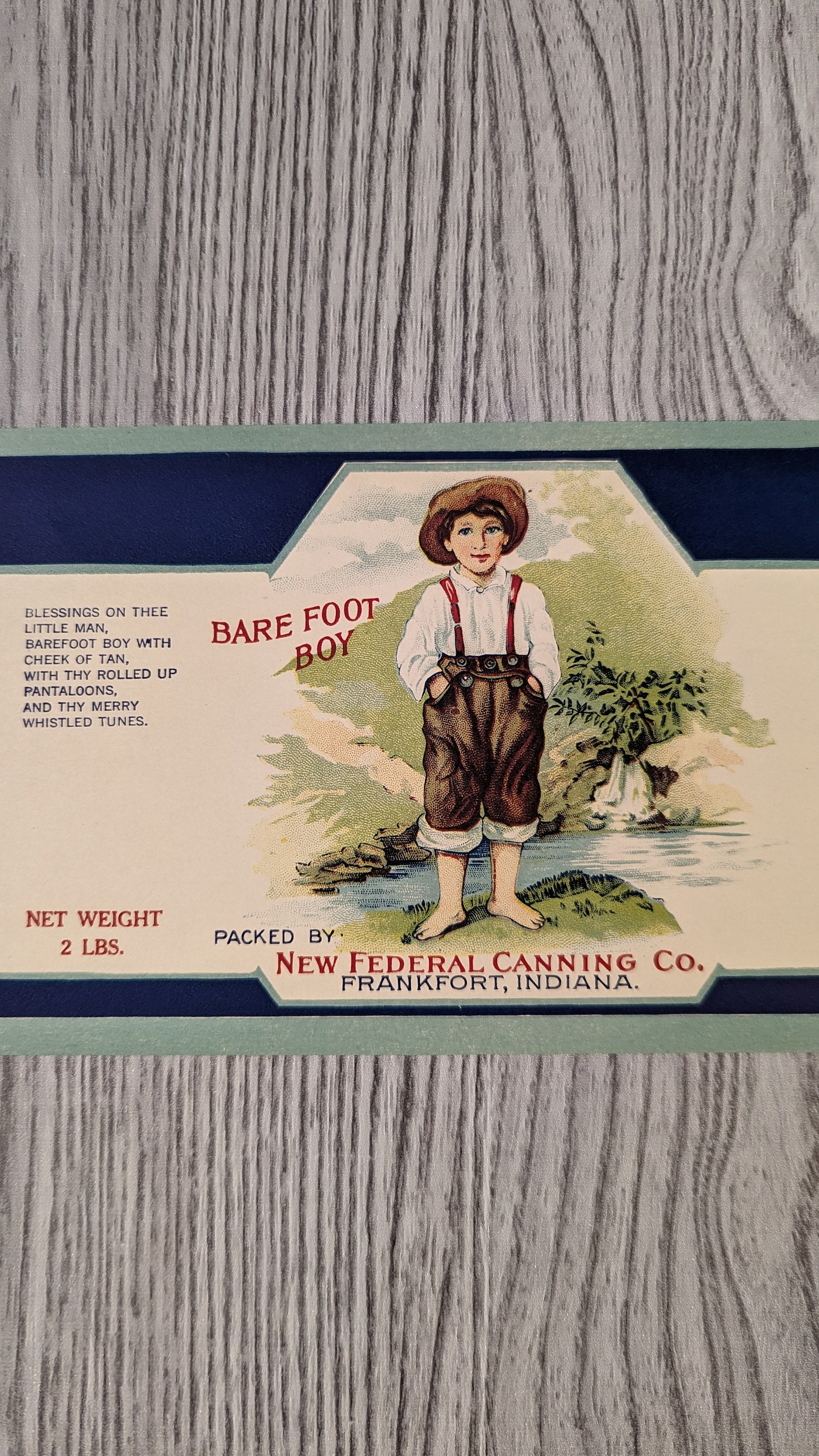 Bare Foot Boy, Tomato Can Label, NOS, New Federal Canning Co - Etsy