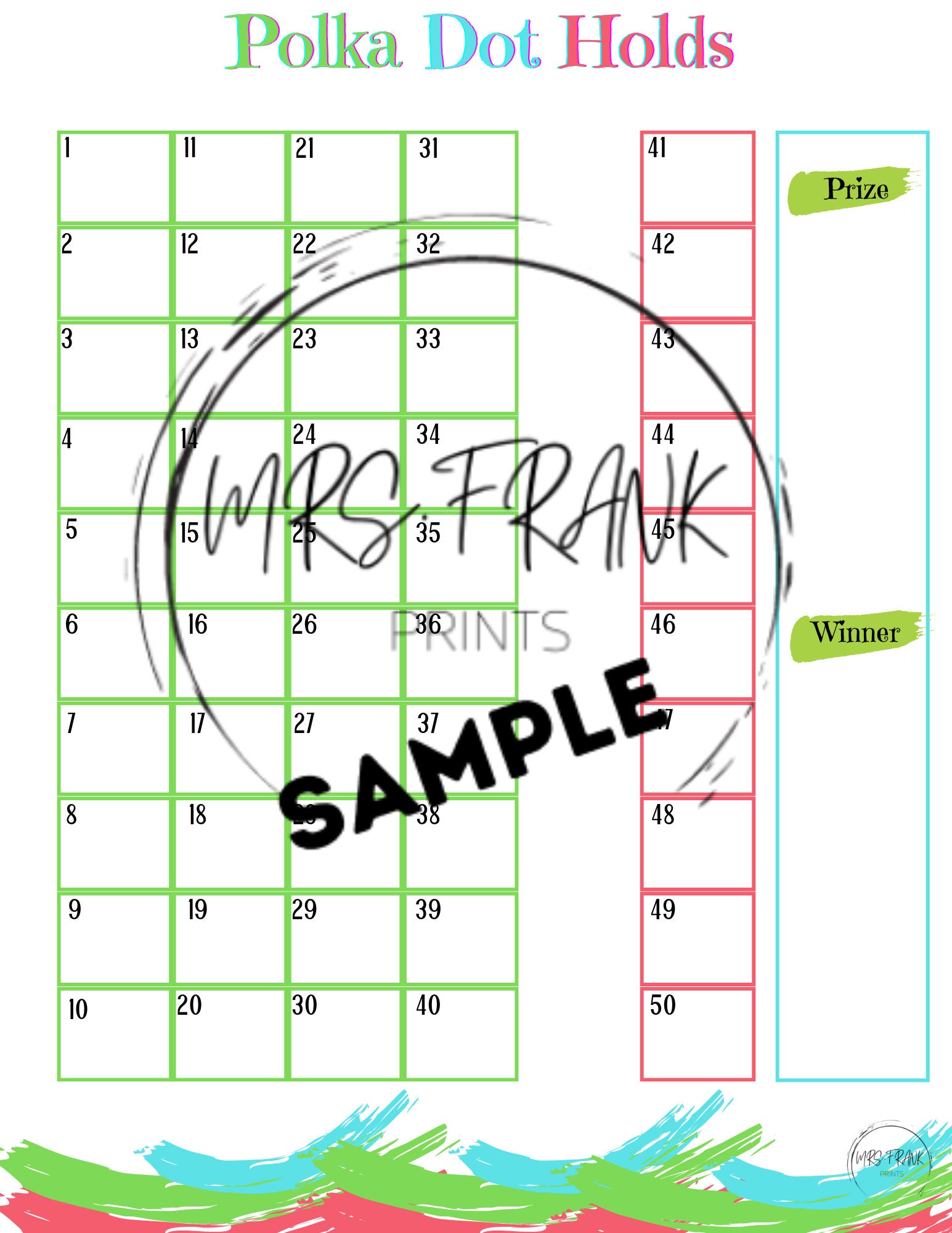 Online Printable 1-75 Bingo Holds Game 75 Ball Polka Dot Holds - Etsy