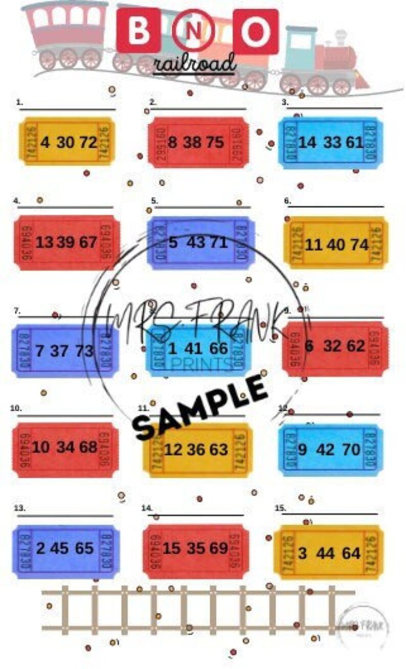 Online Bingo Game Card - BNO Railroad - Etsy