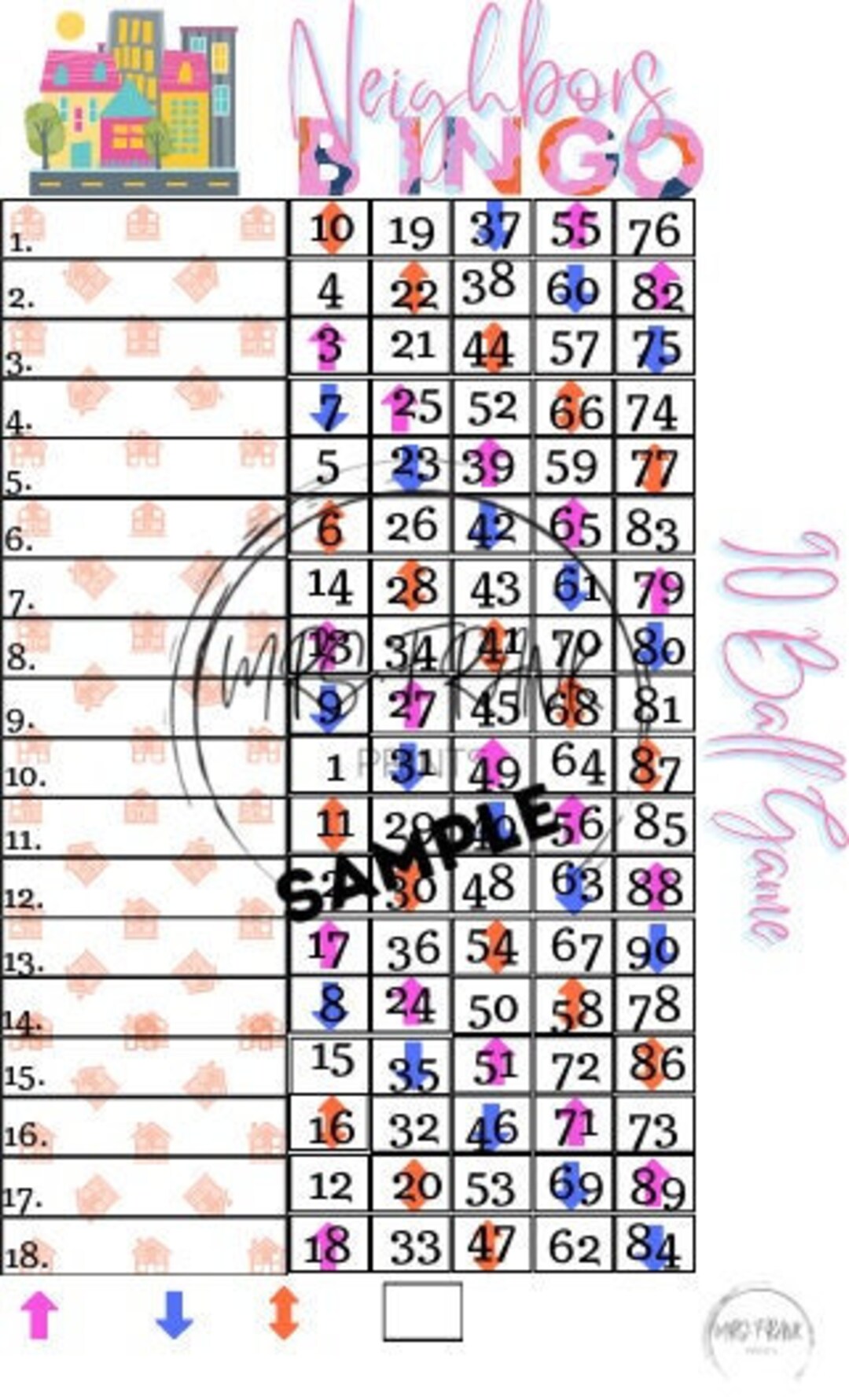 Online Game Card - 2 PACK BOGO - Neighbors 90 Ball Game - Mixed and ...