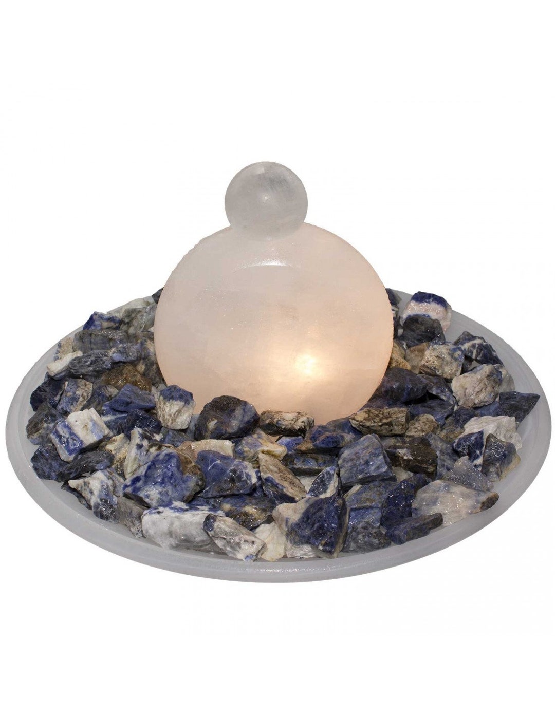 Indoor Fountain Table Fountain Disc Calcite White With Calcite Ball - Etsy