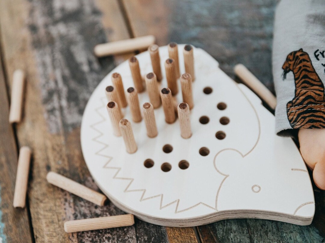 Montessori Wooden Hedgehog Fine Motor Development Sensory - Etsy