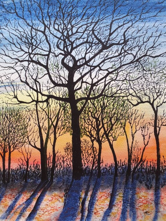 Sunset Trees 2 Fine Art Print From My Original Artwork - Etsy