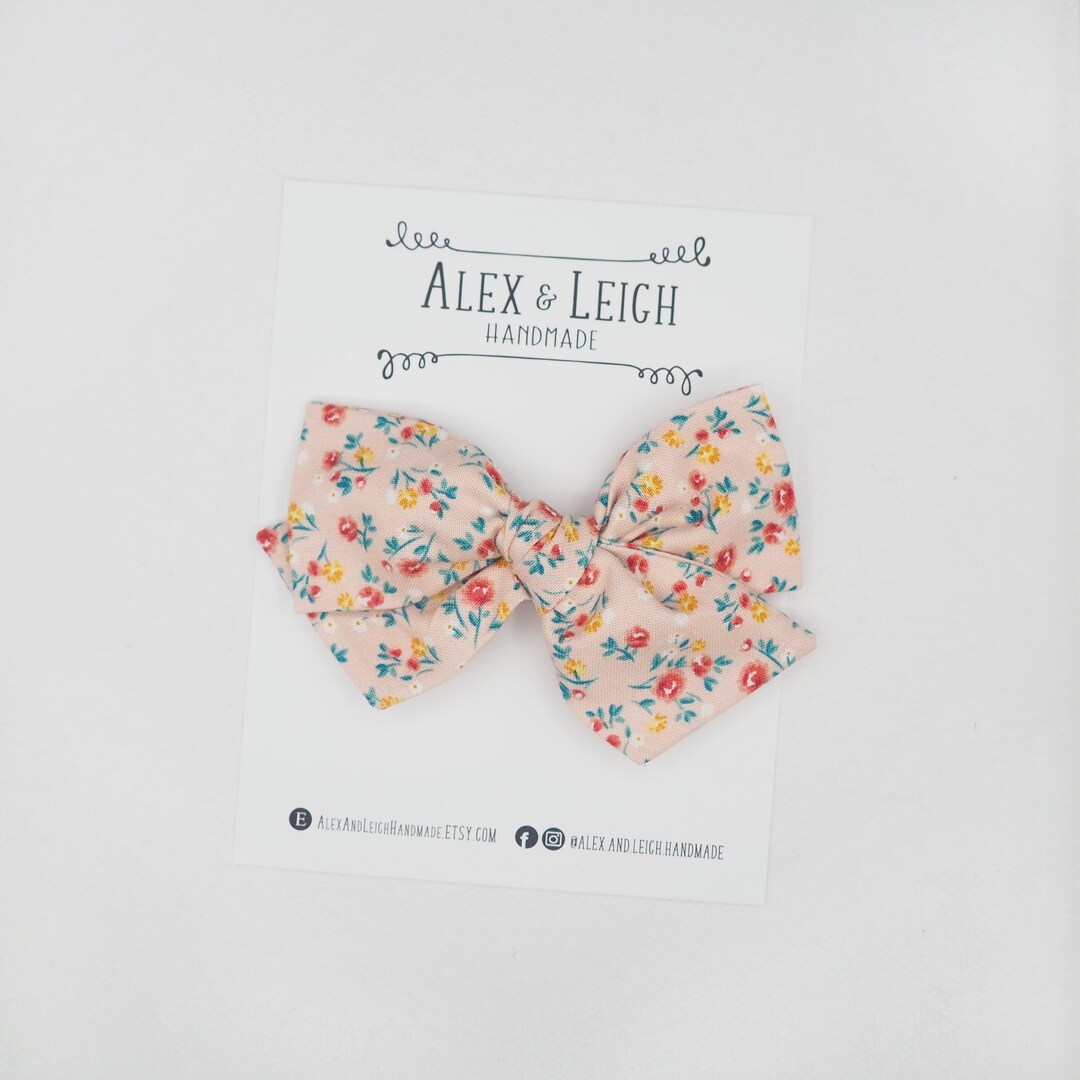 Rose Flower Bow - Choose Your Bow - Mini Rose Bud Floral Bow - Pink ...