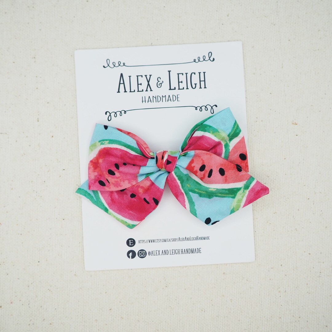 Watermelon Fabric Hair Bow - Choose Your Bow Style - Watermelon Hair ...