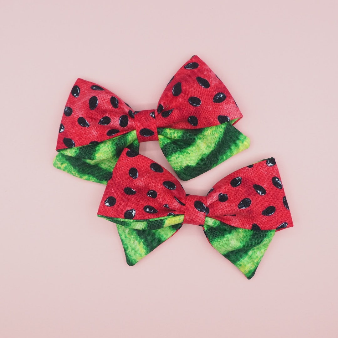 Watermelon Fabric Hair Bow - Choose Your Bow Style - Watermelon Hair ...