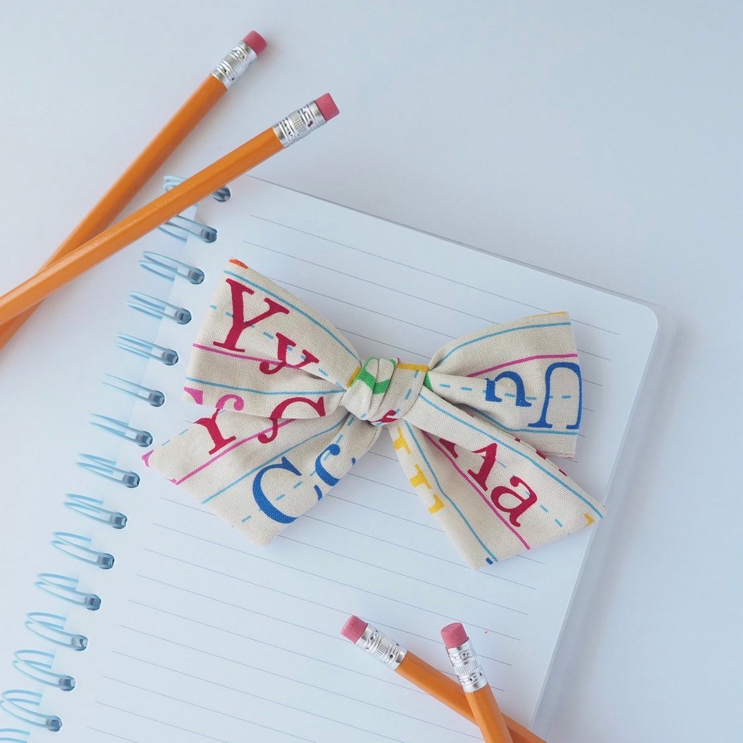 Back to School Bow - Alphabet Hair Bow - ABC Bows for Girls - Rainbow ...