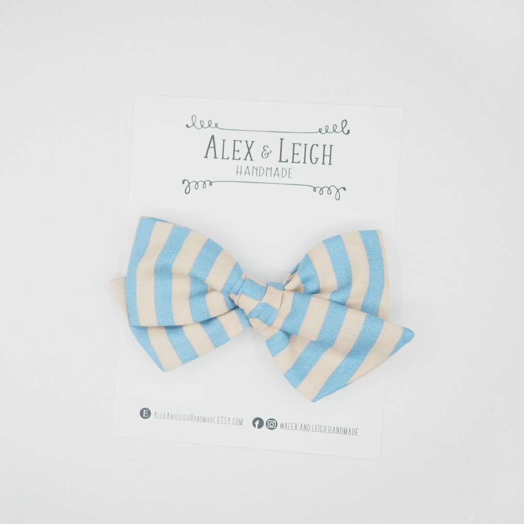 Rifle Paper Co. Blue Stripe Bow - Choose Your Bow - Blue Fabric Bow ...