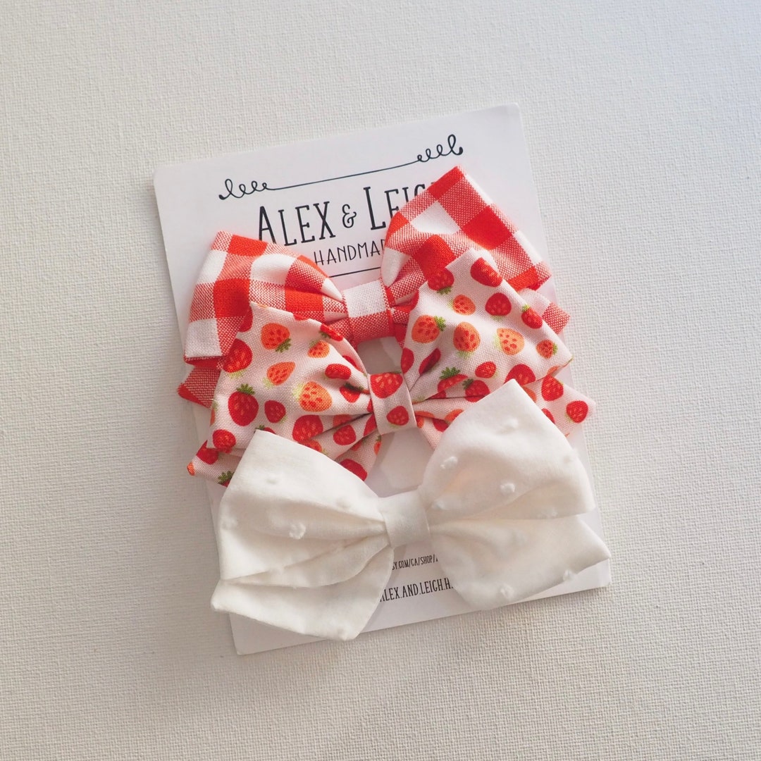 Strawberry Picnic Bow Combo Set of 3 Bows Pick - Etsy