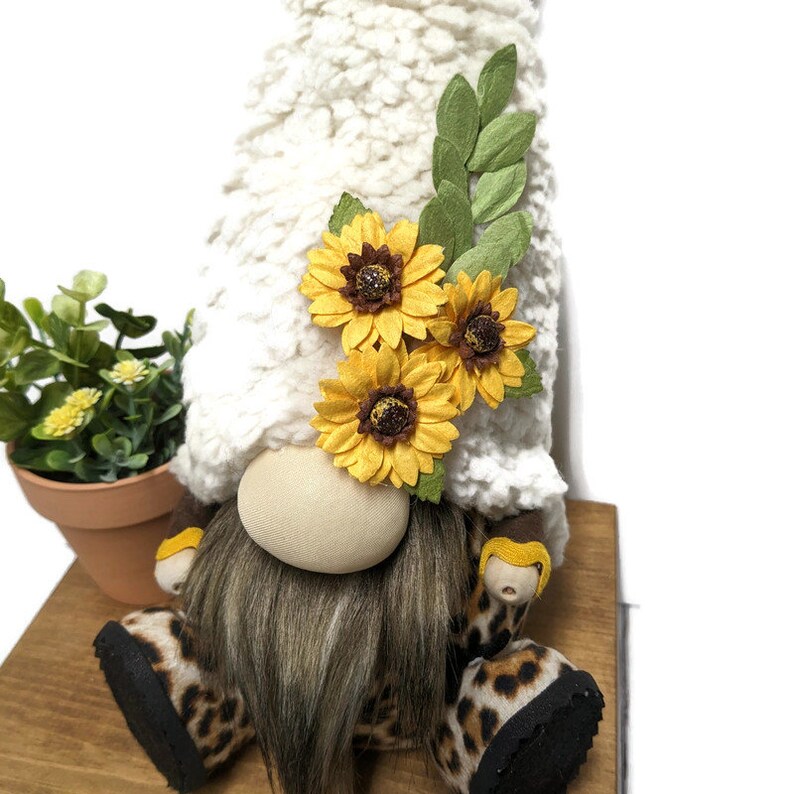 Sunflower Gnome Leopard Gnome Tier Tray Decoration - Etsy