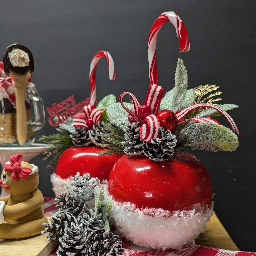 Faux Candy Apples, Christmas Tree Ornaments, Tiered Tray Decor, Faux ...