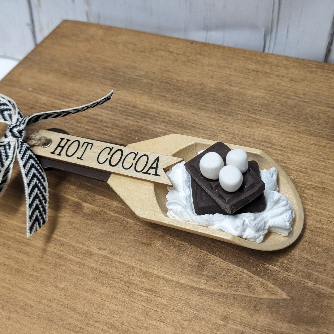 Hot Cocoa Bar Decor , Wood Scoops for Tier Tray or Coffee Bar Decor ...