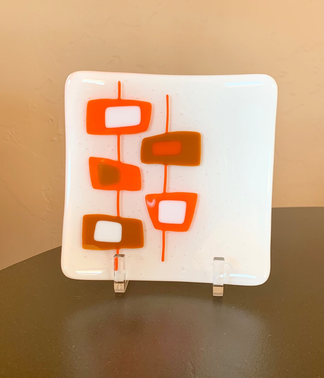 Mid-century Modern Atomic Style Fused Glass Dish 5 Square - Etsy